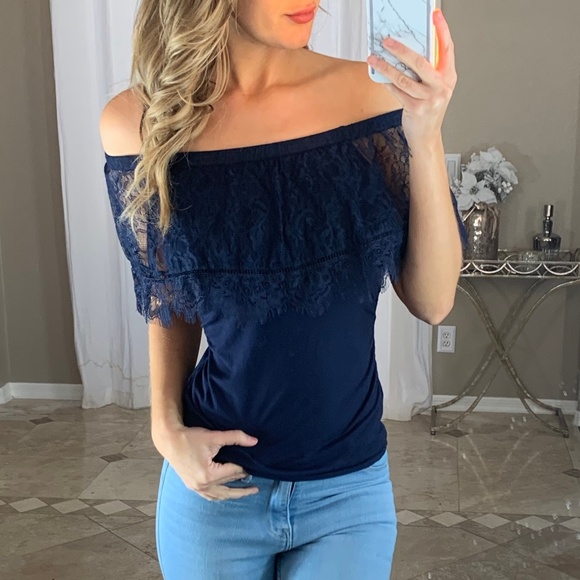 White House Black Market | Tops | White House Black Market Navy Off ...